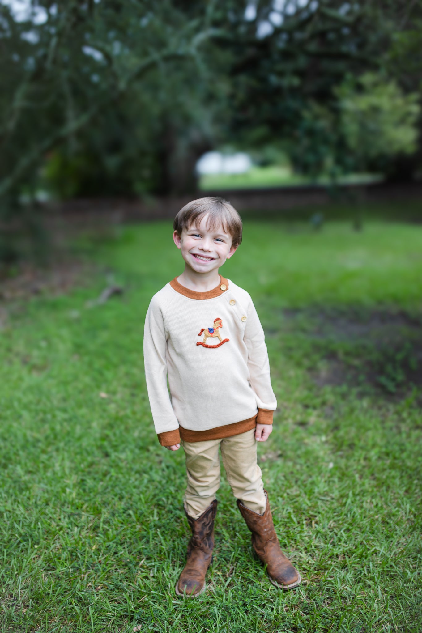 Boy’s Crochet Rocking Horse Sweater – Southern Peach Smocks, LLC