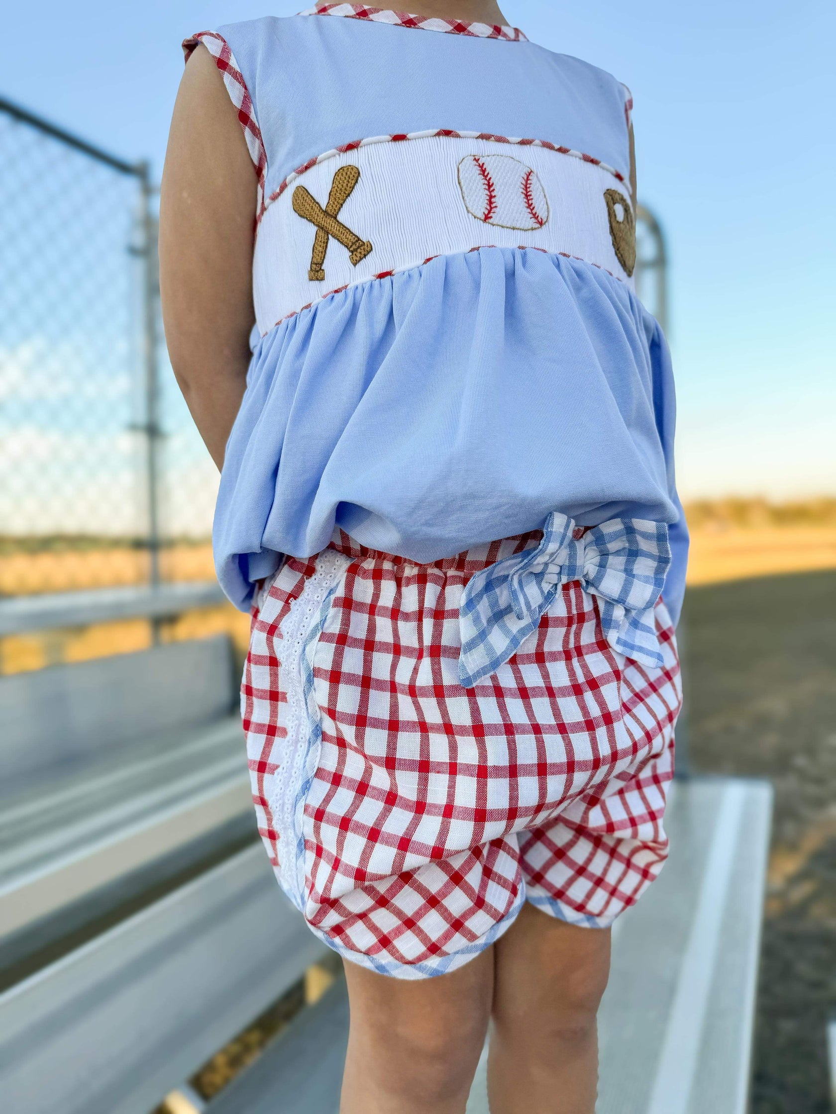 Girl’s Smocked Baseball Short Set – Southern Peach Smocks, LLC