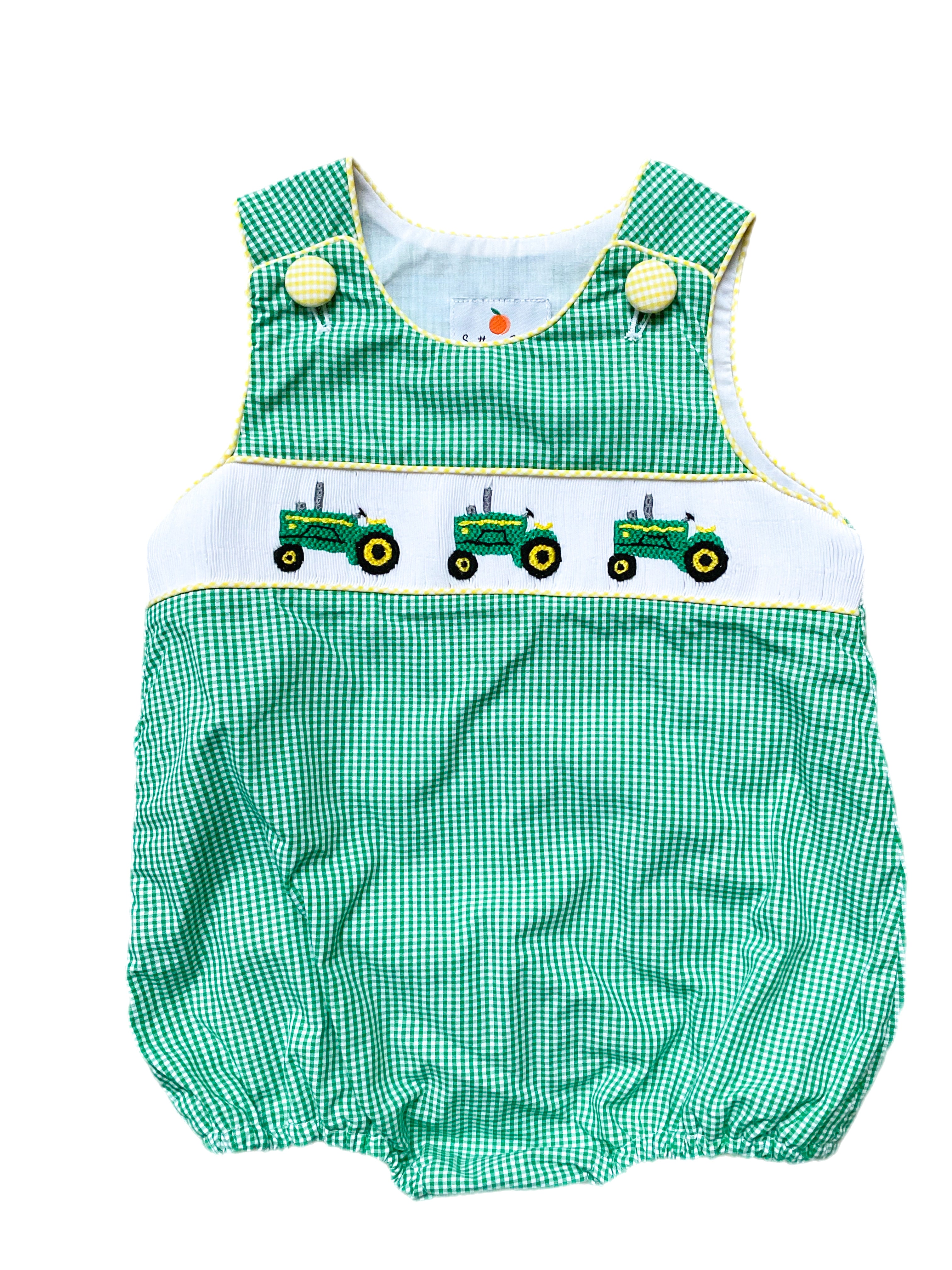Boy’s Smocked Tractor Bubble – Southern Peach Smocks, LLC