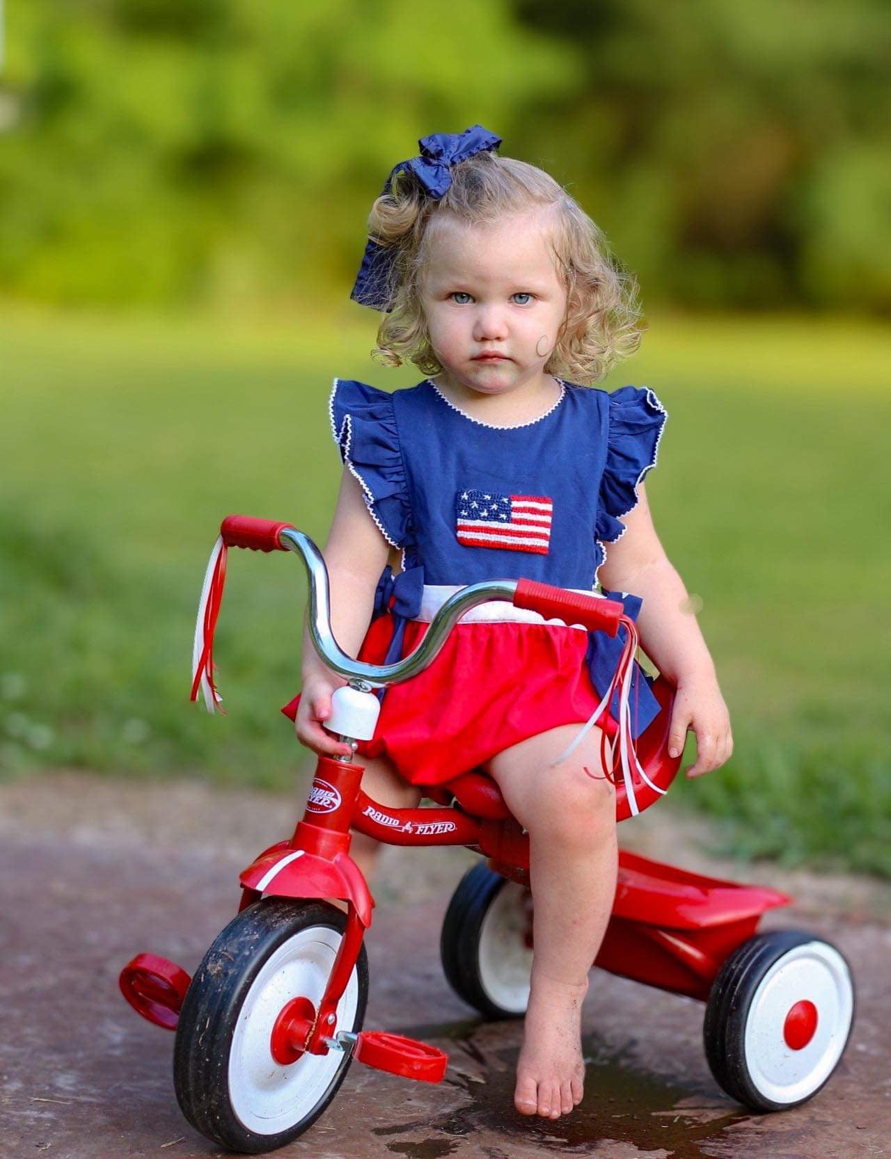 Girl’s French Knot Flag Bubble – Southern Peach Smocks, LLC
