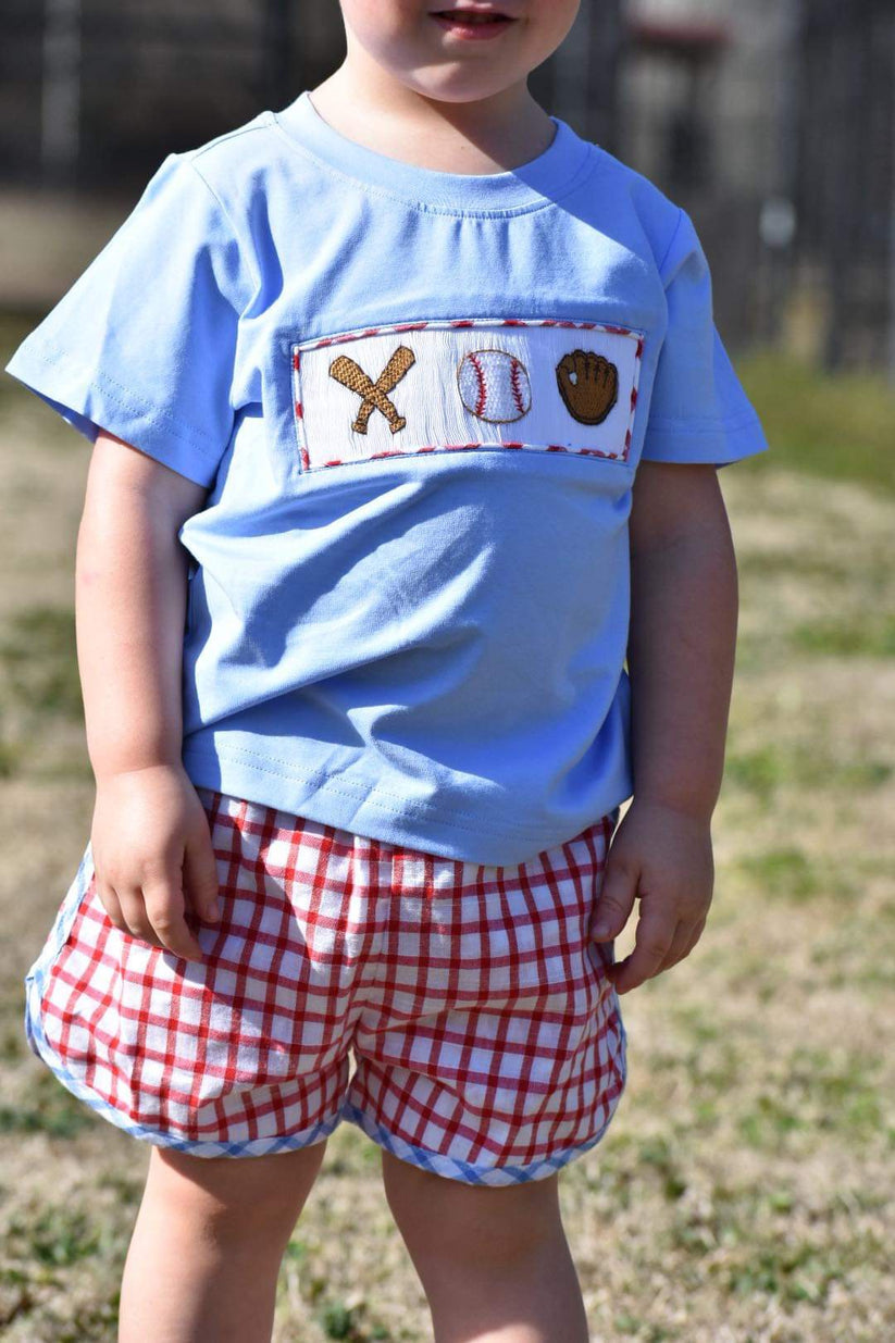 Boy’s Smocked Baseball Short Set – Southern Peach Smocks, LLC