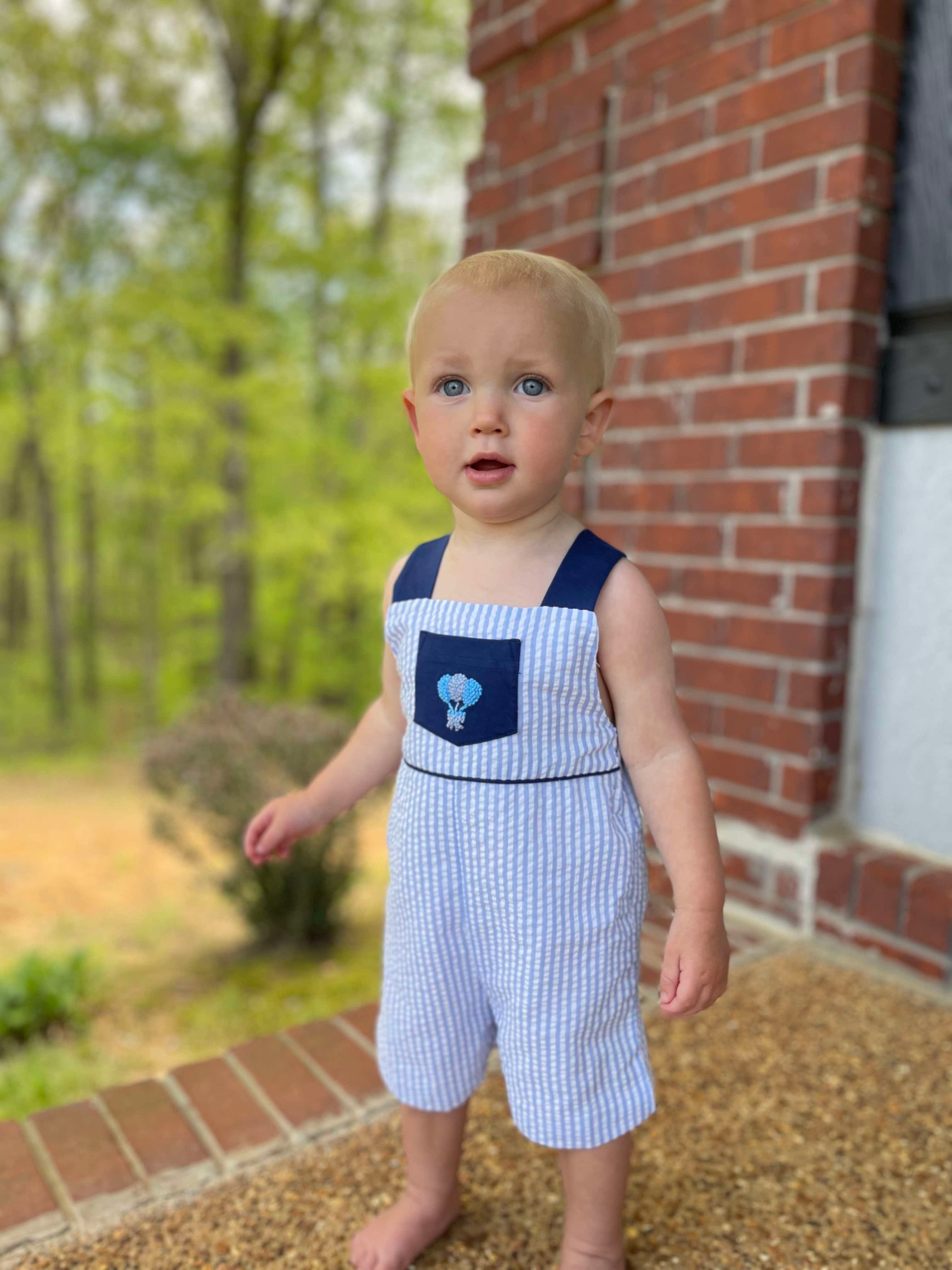 Boys French Knot Balloon Romper – Southern Peach Smocks, LLC