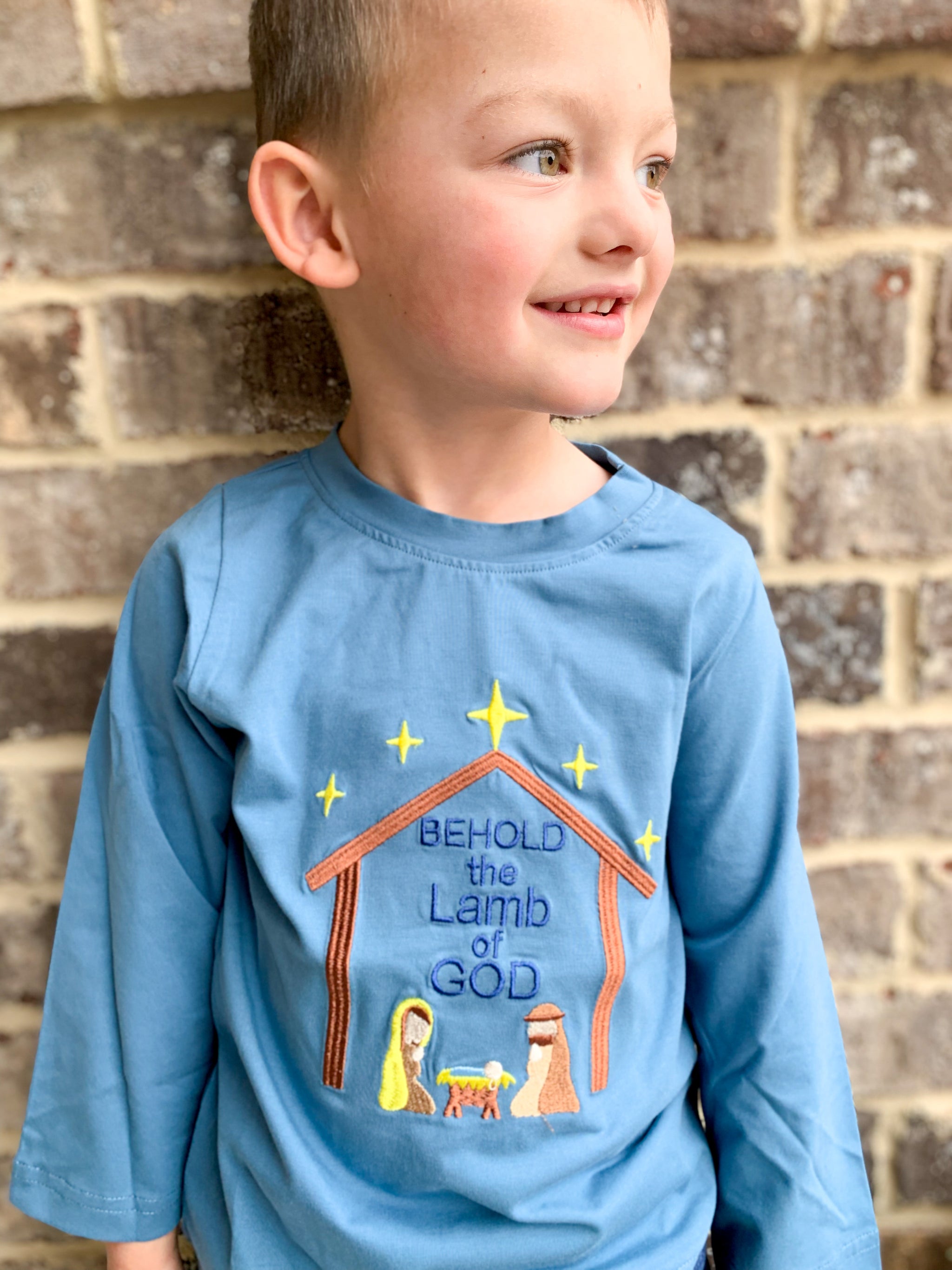 Boy's Behold the Lamb of God Long Sleeve Shirt – Southern Peach Smocks, LLC